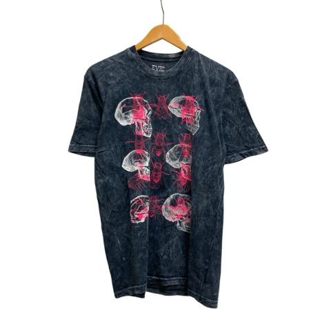 【中古】Evil Genius Tシャツ 半袖 クルーネック スカル プリント コットン M チャコールグレー 白 ホワイト ピンク メンズ