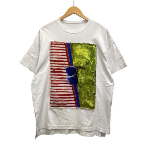 【中古】エンフォルド ENFOLD Tシャツ 半袖 クルーネック 刺繍 コットン 300FS180-1060 38 白 ホワイト マルチカラー レディース