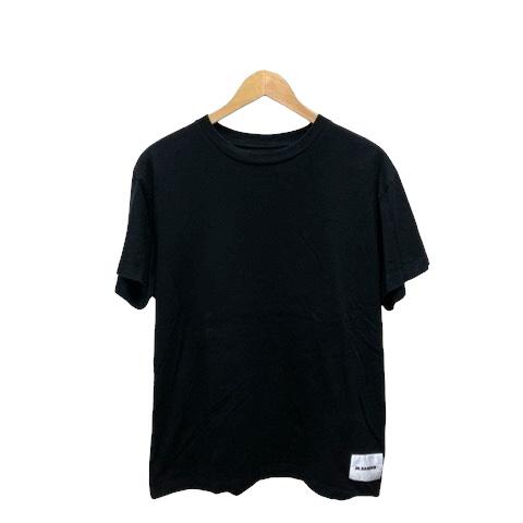【中古】ジルサンダープラス JIL SANDER＋ Tシャツ 半袖 ロゴ ギリシャ製 コットン ワンポイント JPUU706530 L 黒 ブラック メンズ