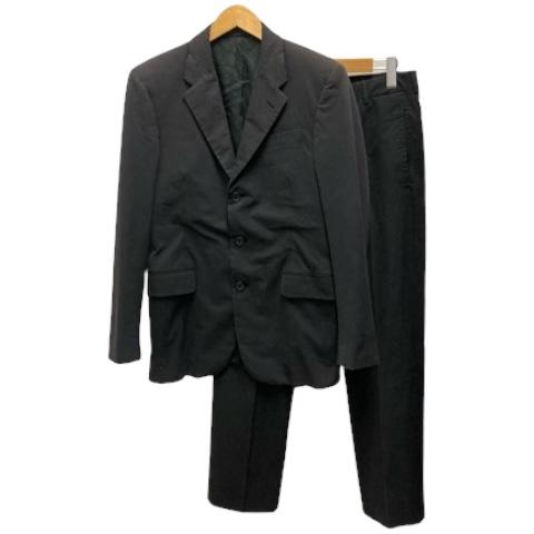 【中古】プラダ PRADA テーラードジャケット パンツ セットアップ  シングル イタリア製 46S ブラック メンズ