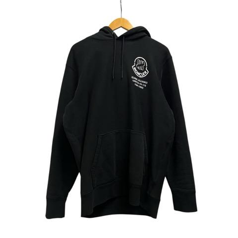 【中古】モンクレール MONCLER パーカー 長袖 フード ロゴプリント F20928G71910 20AW 2 黒 ブラック 白 ホワイト メンズ