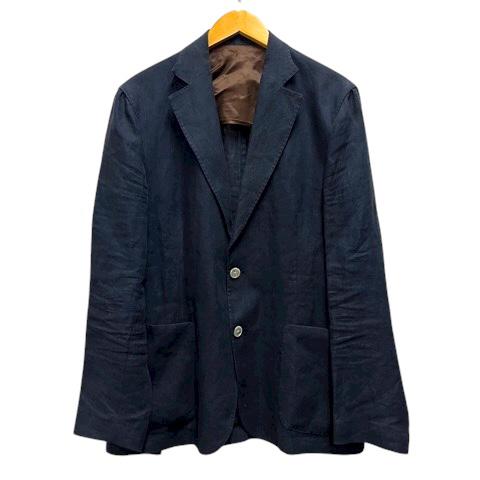 【中古】バルバ BARBA 41073 ジャケット ブレザー リネン サイドベンツ 長袖 50 紺 ネイビー メンズ