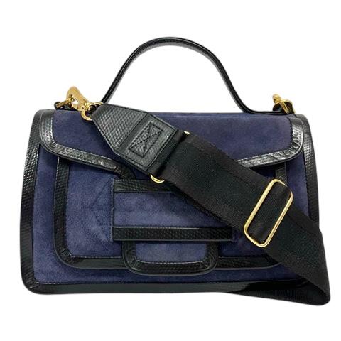 【中古】ピエールアルディ PIERRE HARDY ショルダーバッグ ハンドバッグ 2WAY スエード 紺 ネイビー レディース
