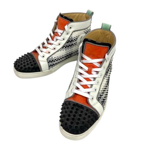 【中古】クリスチャンルブタン 1200891 LOU SPIKES 2 FLAT カーフ スウェードレザー ハイカット スニーカー 41 マルチカラー メンズ