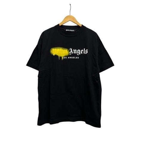 【中古】パームエンジェルス PALM ANGELS Tシャツ 半袖 ロゴプリント PMAA001S20413055 XL 黒 ブラック 白 ホワイト 黄 イエロー メンズ