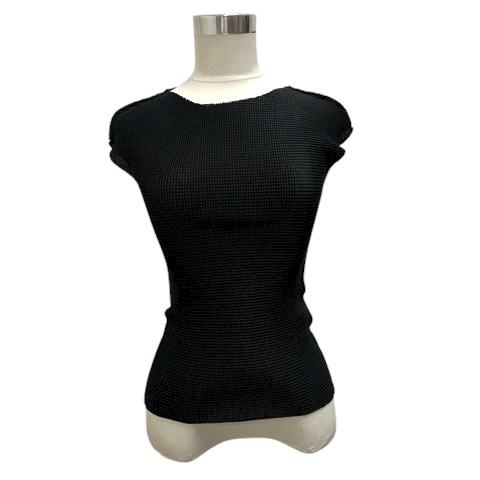 【中古】ミーイッセイミヤケ me ISSEY MIYAKE MI55KK017 カットソー クルーネック ノースリーブ カットオフ 黒 ブラック レディース