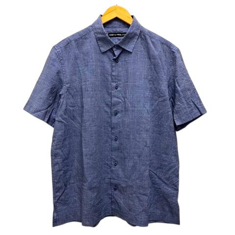 【中古】イッセイミヤケメン ISSEY MIYAKE MEN シャツ カジュアルシャツ リネン混 ワッシャー加工 半袖 3 紺 ネイビー メンズ