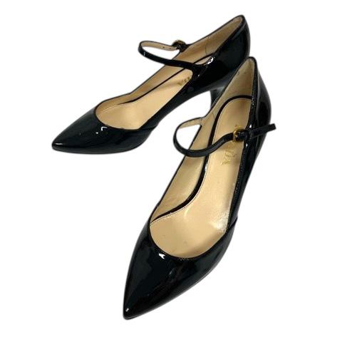 【中古】プラダ PRADA パンプス シューズ ポインテッドトゥ ベルト エナメル 35 黒 ブラック レディース