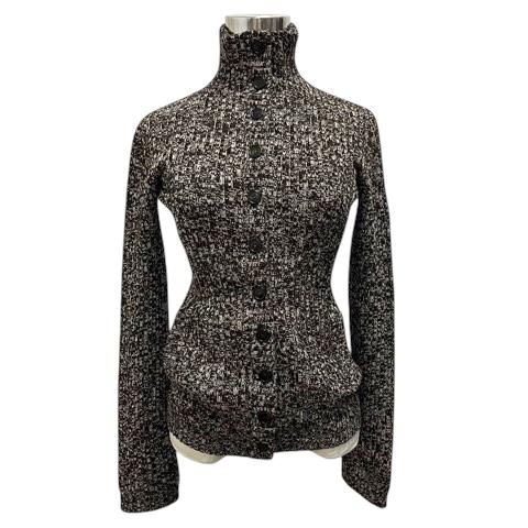 【中古】アンドドルチェ&ガッバーナ ドルガバ ニット セーター カーディガン モックネック ウール リブ ミックス 長袖 38 茶 レディース