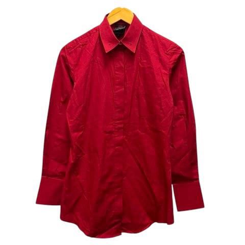 【中古】ジャンポールゴルチエ クラシック Jean Paul GAULTIER CLASSIQUE シャツ ブラウス コットン 比翼ボタン 長袖 40 赤 レディース
