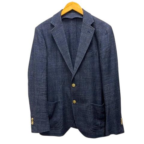 【中古】トゥモローランド TOMORROWLAND Ermenegildo Zegna ジャケット ブレザー シルク混 カシミヤ混 チェック柄 長袖 ネイビー メンズ