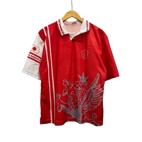 【中古】中田英寿 ペルージャ サッカー ユニフォーム ポロシャツ 半袖 プリント L 赤 レッド 白 ホワイト メンズ