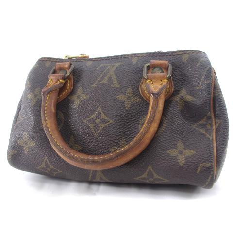【中古】ルイヴィトン モノグラム ミニスピーディ ハンドバッグ ショルダー 2way 旧型 M41534 茶 ブラウン ☆AA★