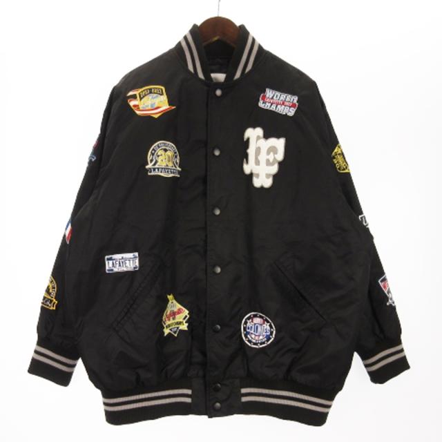 【中古】ラファイエット ALL OVER EMBLEM SATIN VARSITY JACKET ジャケット スタジャン ワッペン LS231001 黒 XL