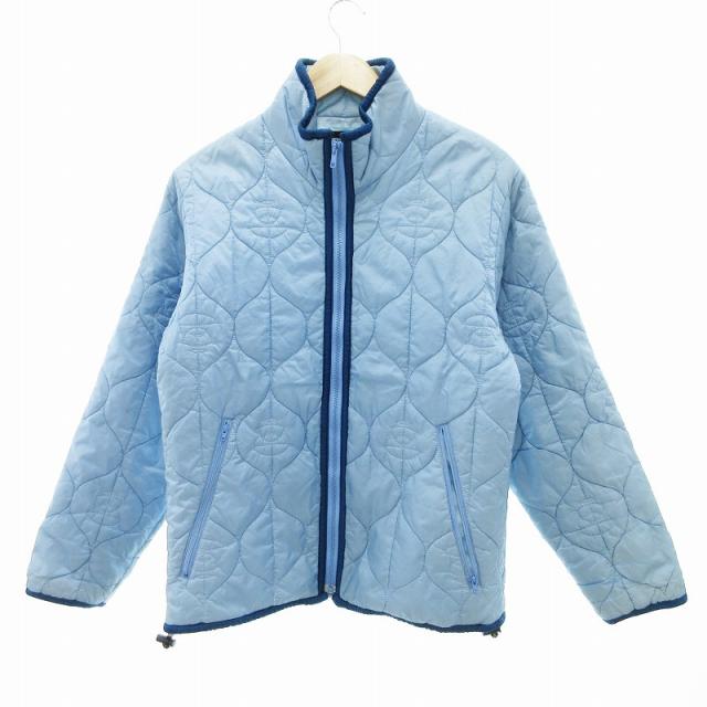【中古】アベイシングエイプ 初期タグ モンキー キルティングジャケット ブルゾン ジップアップ S ライトブルー