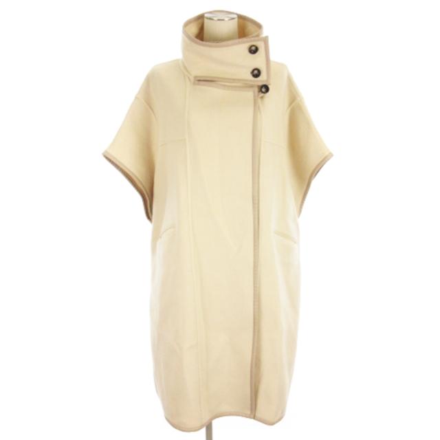 【中古】コラム COLUME リバーメルトン ジレ ベスト コート フレンチスリーブ ウール ライトベージュ 36 レディース