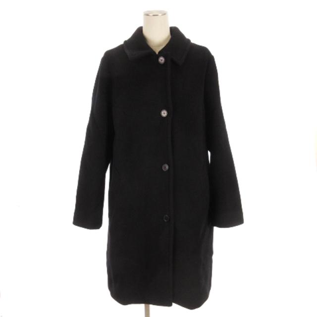 【中古】未使用品 マッキントッシュ ロンドン タグ付き ウール ダブルクロス ベロア コート ステンカラー 黒 44