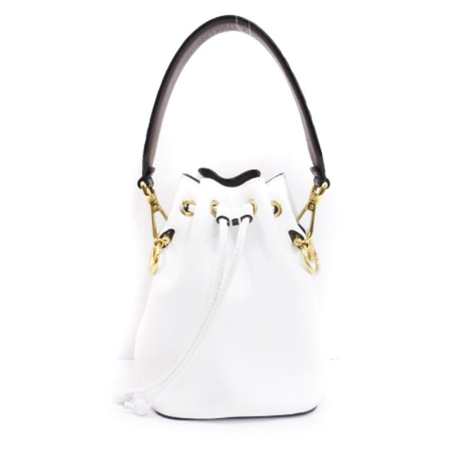 【中古】フェンディ FENDI モントレゾール ミニ ハンド バッグ 巾着型 レザー イタリア製 8BS010 ホワイト ☆AA★