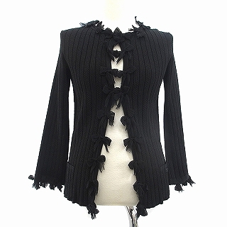 【中古】シャネル CHANEL カーディガン ホック ココマーク リボンモチーフ シルク 06P P28035K00037 黒 ブラック