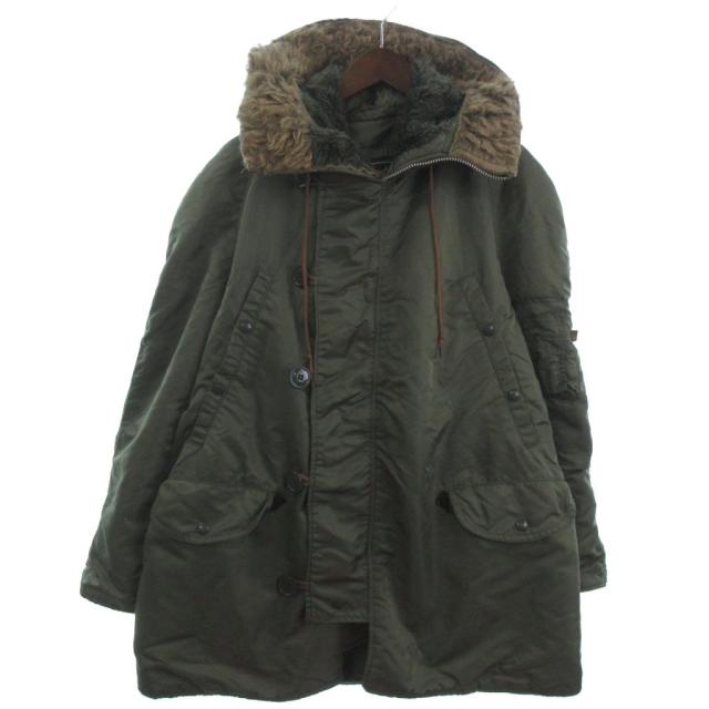 【中古】アルファ ALPHA INDUSTRIES N-3B ミリタリージャケット 中綿 コート カーキ M ■ECT メンズ