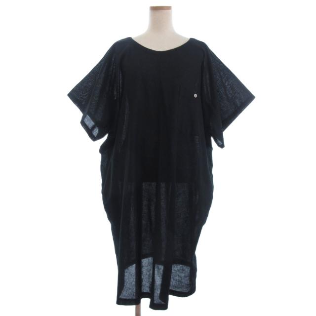 【中古】ワイズ Y's ドルマン ワンピース ひざ丈 五分袖 ヴィンテージ 黒 ブラック ☆AA★ レディース