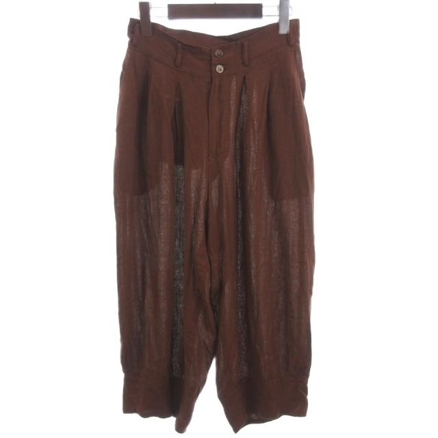 【中古】ワイズ Y's バルーンシルエット クロップド パンツ コットン ヴィンテージ 茶 ブラウン ★AA☆ レディース