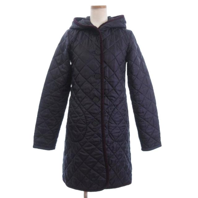 【中古】ラベンハム LAVENHAM キルティング コート ロング フード 中綿 紫 パープル 8 34 S位 ■ECT レディース