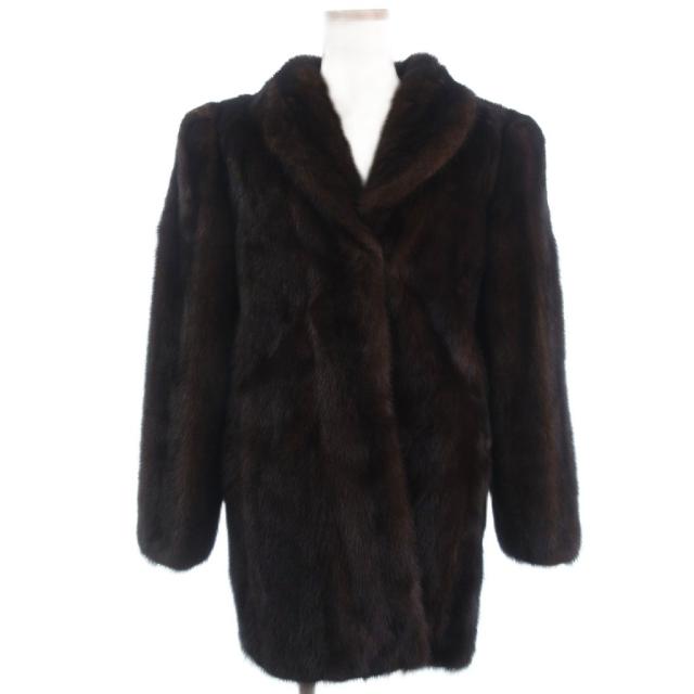 【中古】サガミンク SAGA MINK 銀サガ DESIGND BY KOU ミンクコート ダークミンク ブラウン系 11 L位 ■ECT レディース