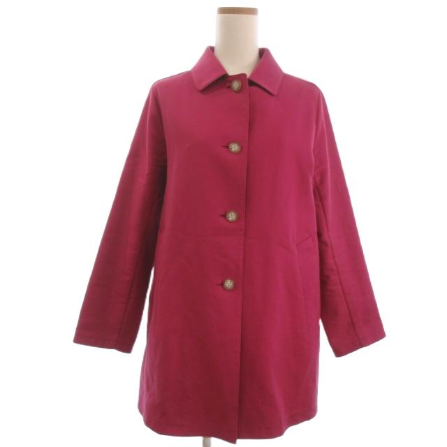 【中古】マッキントッシュ ロンドン コットン チェック ダブルフェイス ステンカラーコート ピンク 38 レディース