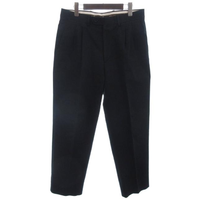 【中古】エルメス HERMES ツータック スラックス チノパンツ センタープレス 黒 ブラック 52 大きいサイズ メンズ