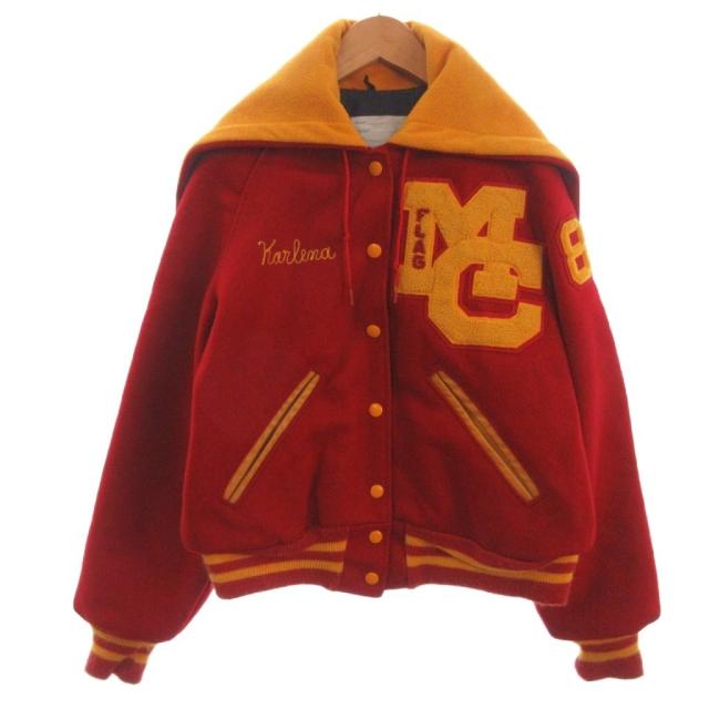 【中古】デロング Delong ヴィンテージ スタジャン フード ウール 赤 レッド 18 メンズ