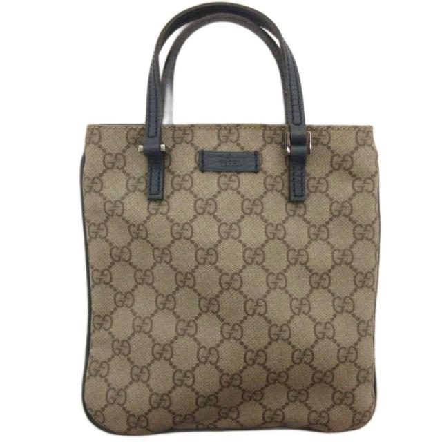 【中古】グッチ GUCCI ミニ トート ハンドバッグ GGスプリーム PVC レザー 114600 ベージュ グリーン系 レディース