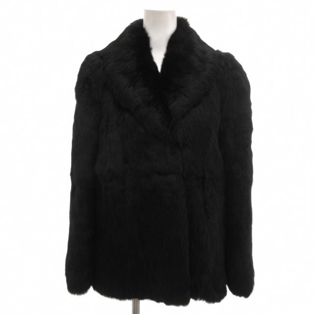 【中古】ジジ zi-zi ファーコート フォックス 毛皮 ショールカラー ショート丈 黒 ブラック /NU ■ECT レディース