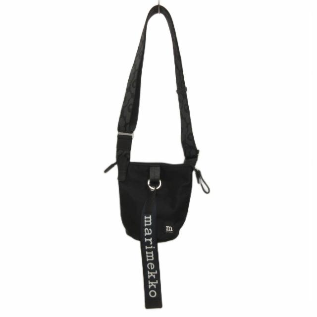 【中古】マリメッコ 美品 Essential Bucket Solid エッセンシャル バケット ショルダーバッグ ブラック レディース