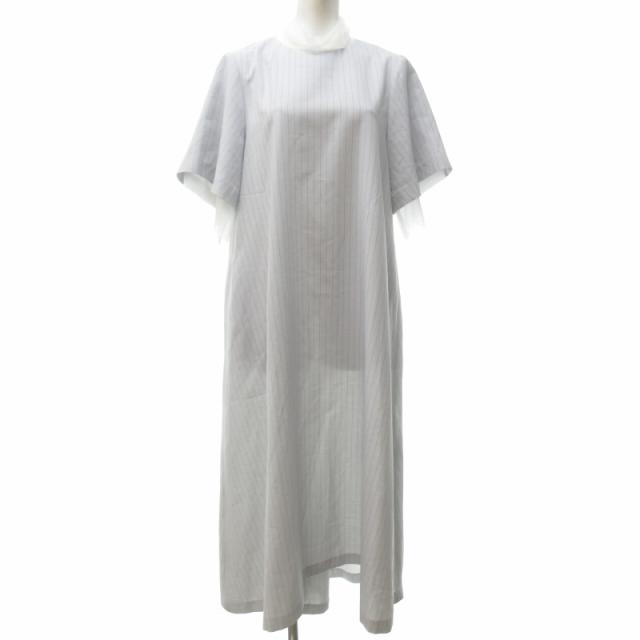 【中古】アドーア ADORE 美品 20SS ドライクールワンピース ストライプ レイヤード シアー  日本製 グレー 38 約M
