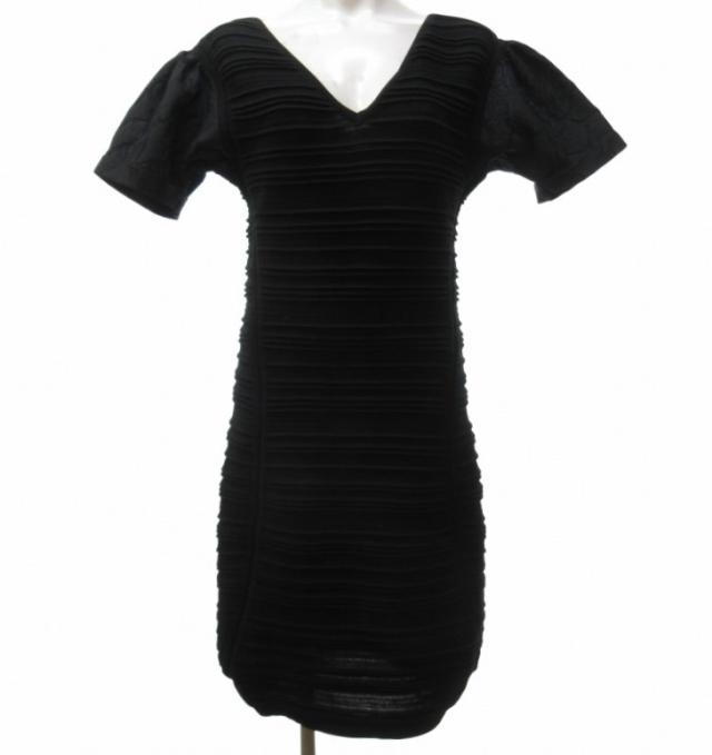 【中古】フェンディ FENDI 美品 切替ロングワンピース スカート シルク混 黒 ブラック 40 約M IBO61 レディース