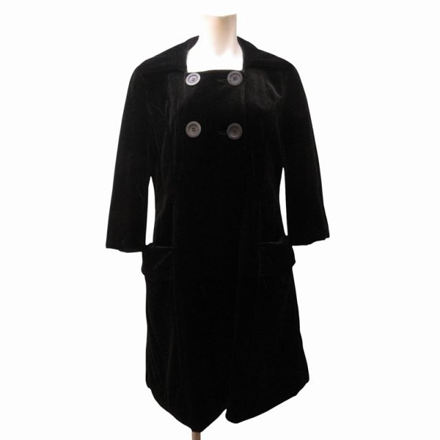【中古】ベロアノワール バイ フォクシー ニューヨーク VELOUR NOIR クッションベロア 中綿コート 黒 40 約M IBO67