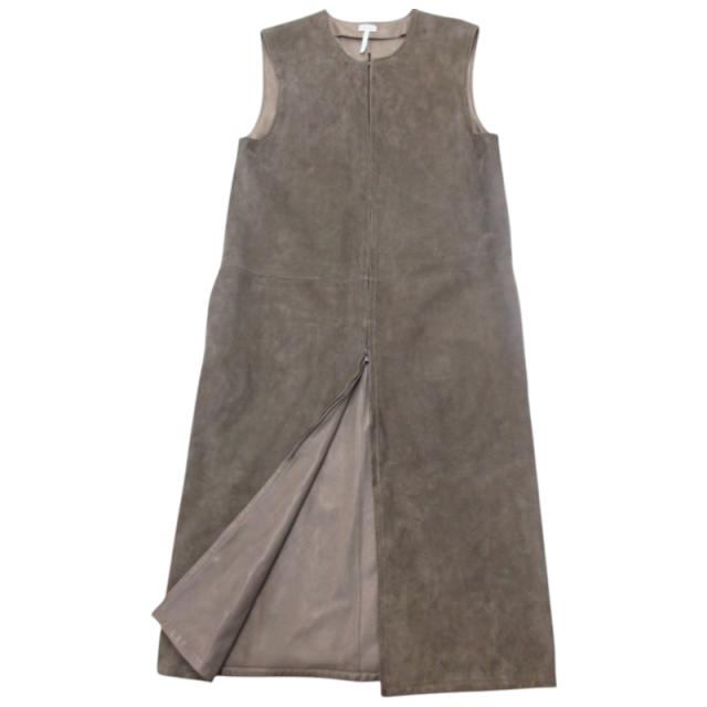 【中古】エルメス マルジェラ期 レザー ワンピース ロング丈 ラムスキン フロントジップ スリット 国内正規 40