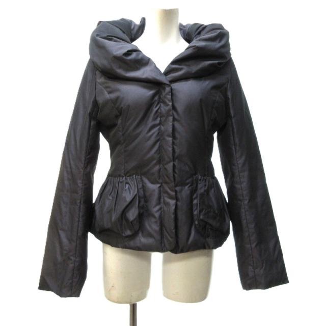 【中古】フォクシー FOXEY ボリュームカラー ダウンジャケット ブルゾン ウエスト切り替え 長袖 スナップボタン 38