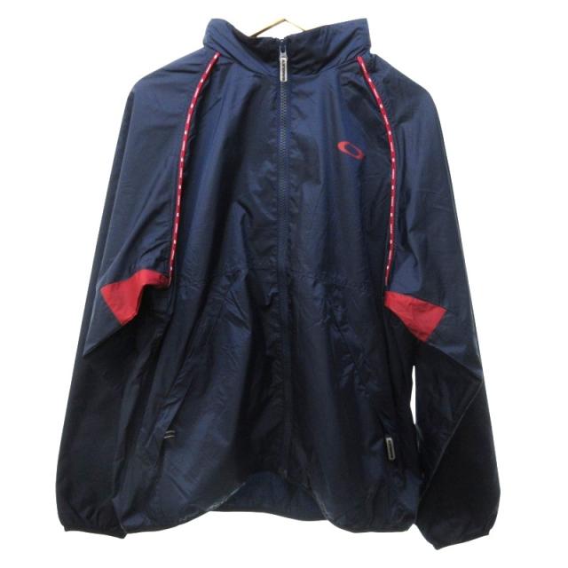 【中古】未使用品 オークリー OAKLEY タグ付き 00s 赤タグ ピットジャケット ブルゾン フード付き 長袖 紺 赤 L