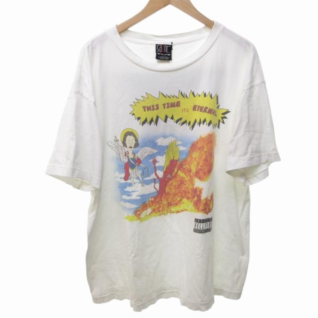 【中古】セントマイケル SAINTMICHAEL 23SS TIME IS ETRNL Tシャツ カットソー プリント ヴィンテージ加工 白 XL