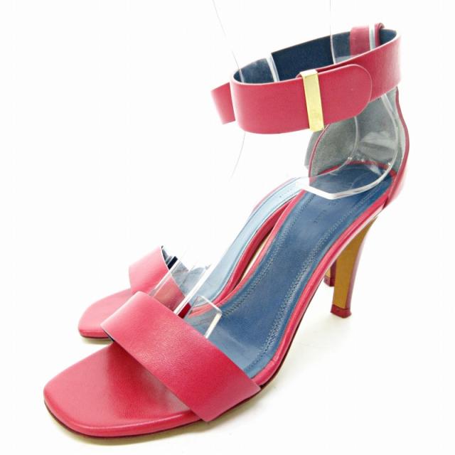 【中古】セリーヌ CELINE フィービー期 ストラップ サンダル ミュール パンプス バイカラー ピンク 34.5