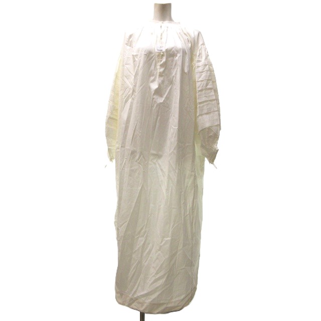【中古】ライト WRYHT タグ付き 21SS CHO-CHIN SLEEVE FOLK DRESS シャツワンピース 長袖 白 2 約M