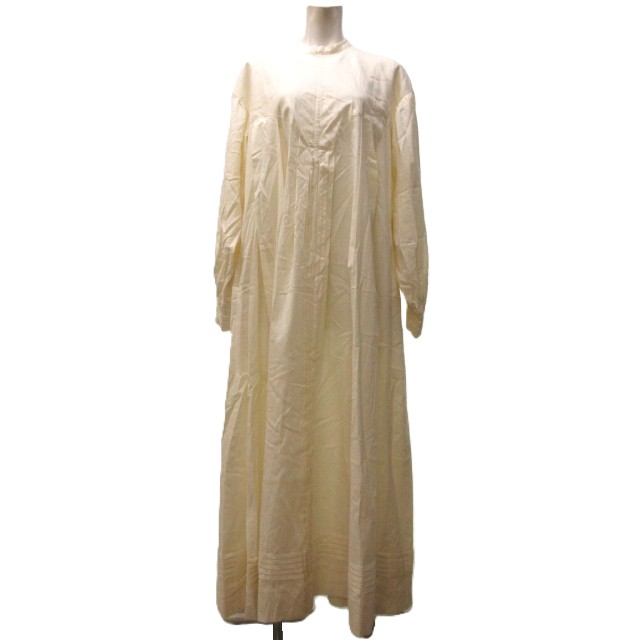 【中古】ライト WRYHT タグ付き 21SS PLEATED NIGHT DRESS シャツワンピース ギャザースリーブ オフホワイト 2 約M