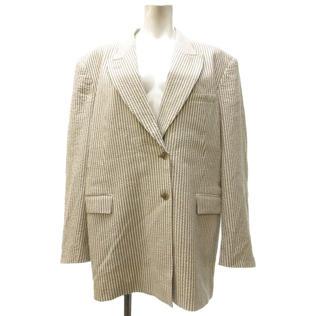 【中古】未使用品 ライト WRYHT テーラードジャケット ベルテッド ノッチドラペル ベージュ 2 約M