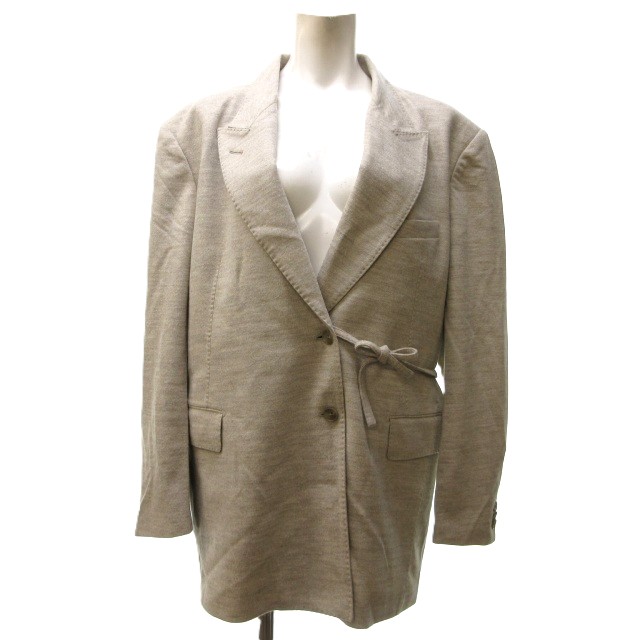 【中古】未使用品 ライト WRYHT タグ付き 21AW テーラード ジャケット ベルテッド ノッチドラペル ベージュ 2 約M