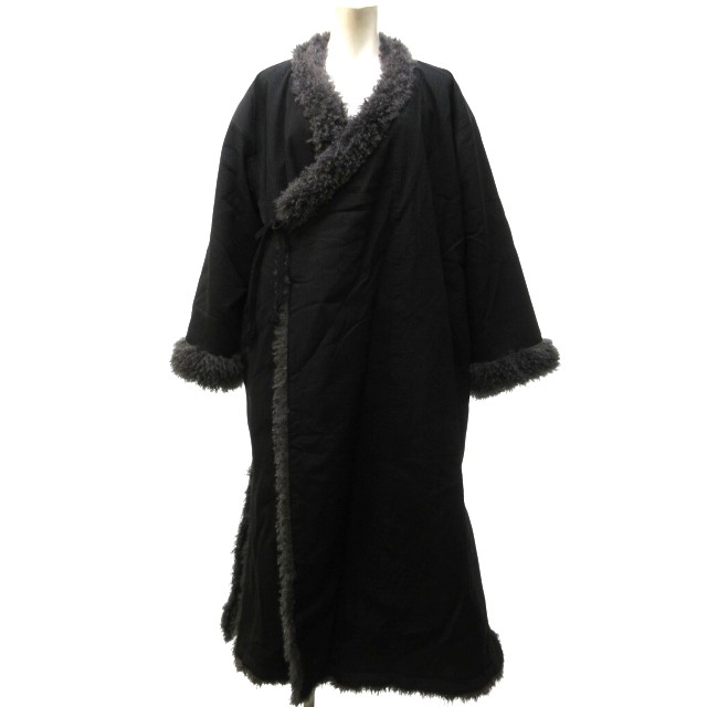 【中古】未使用品 ライト WRYHT REVERSIVLE NOMADIC WRAP COAT コート ジャケット ボア リバーシブル 黒 2 約M