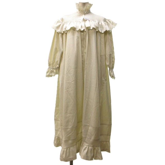 【中古】未使用品 ライト WRYHT タグ付き 23SS シャツワンピース ロング 長袖 フリル ピンタック 白 1 約S