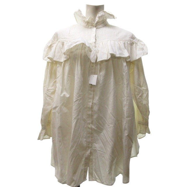 【中古】未使用品 ライト WRYHT タグ付き 24SS VICTORIAN EMBROIDERED NIGHT TOPS シャツ ブラウス フリル 白 1 約S