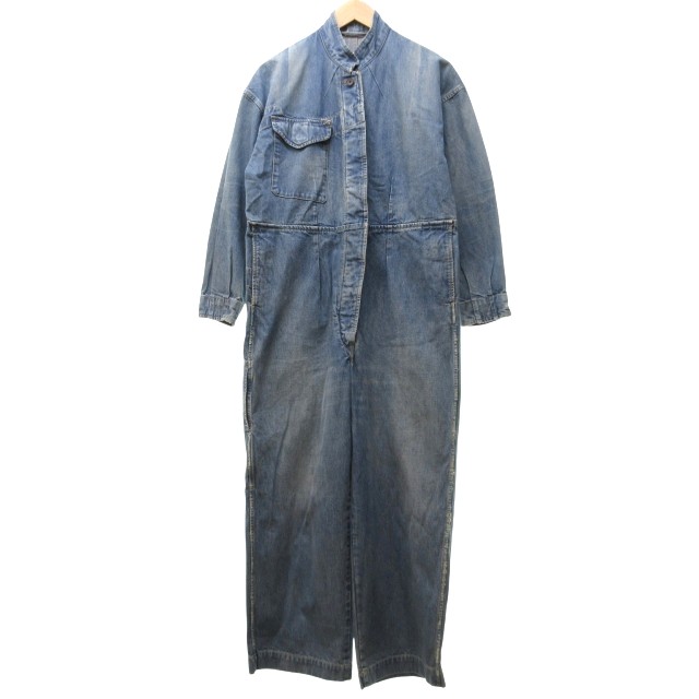 【中古】未使用品 ライト WRYHT タグ付き 24SS ジャンプスーツ オーバーオール USED加工 インディゴブルー 2 約M